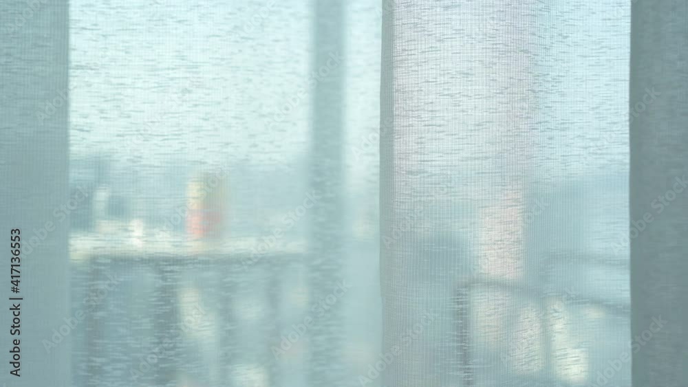 white sheer or translucent curtain and motion see through balcony and ...