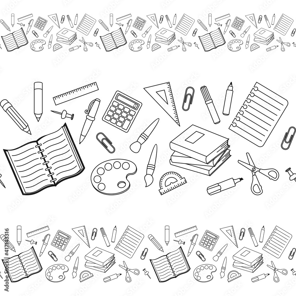 School Supplies Pictures Black And White