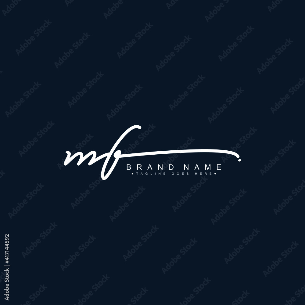 MF Initial Letter Logo - Handwritten Signature Style Logo Stock Vector ...