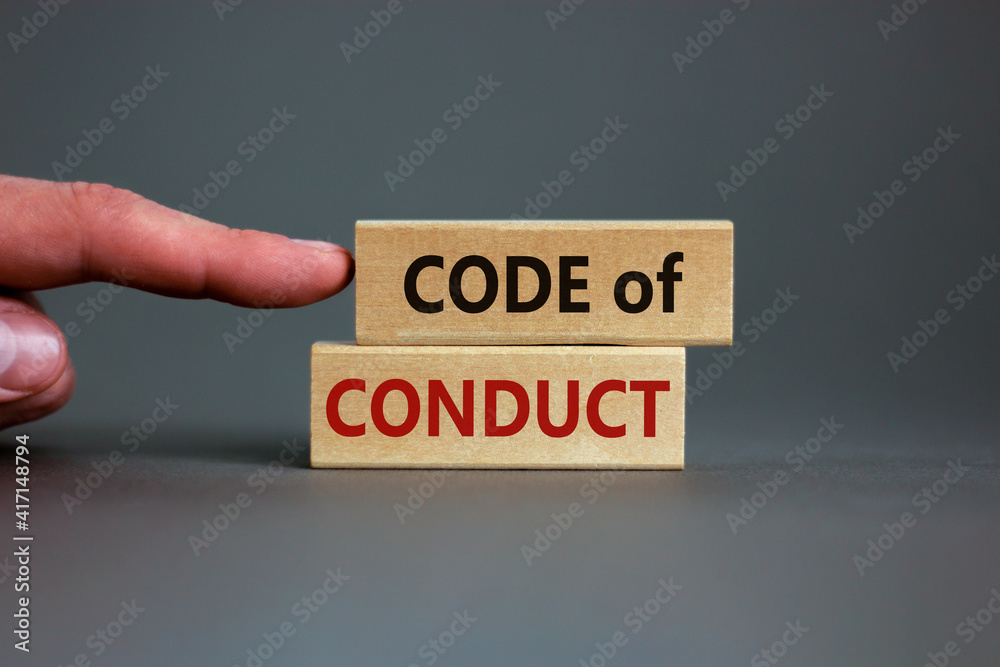 Code of conduct symbol. Concept words 'Code of conduct' on wooden ...