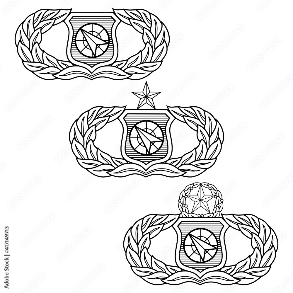 U.S. Air Force Weapons Controller Badge Set is an illustration that ...