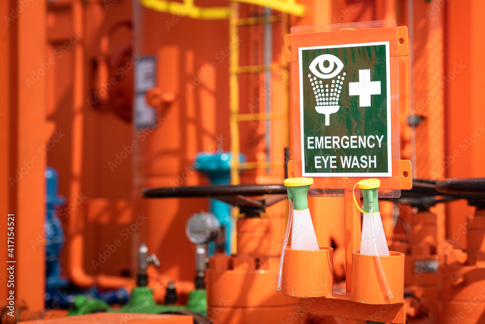 "Eye washing" station, an emergency equipment which is prepared at ...