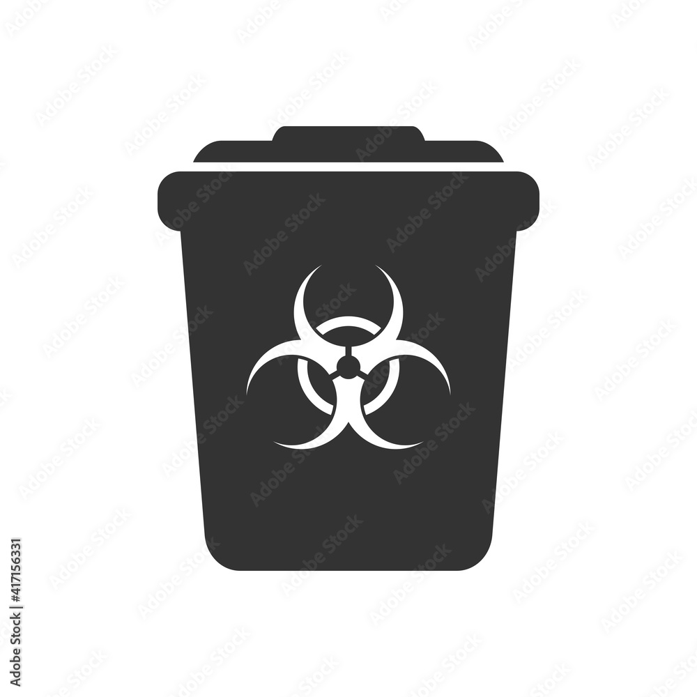 medical waste disposal, biohazard symbol, icon isolated on white ...