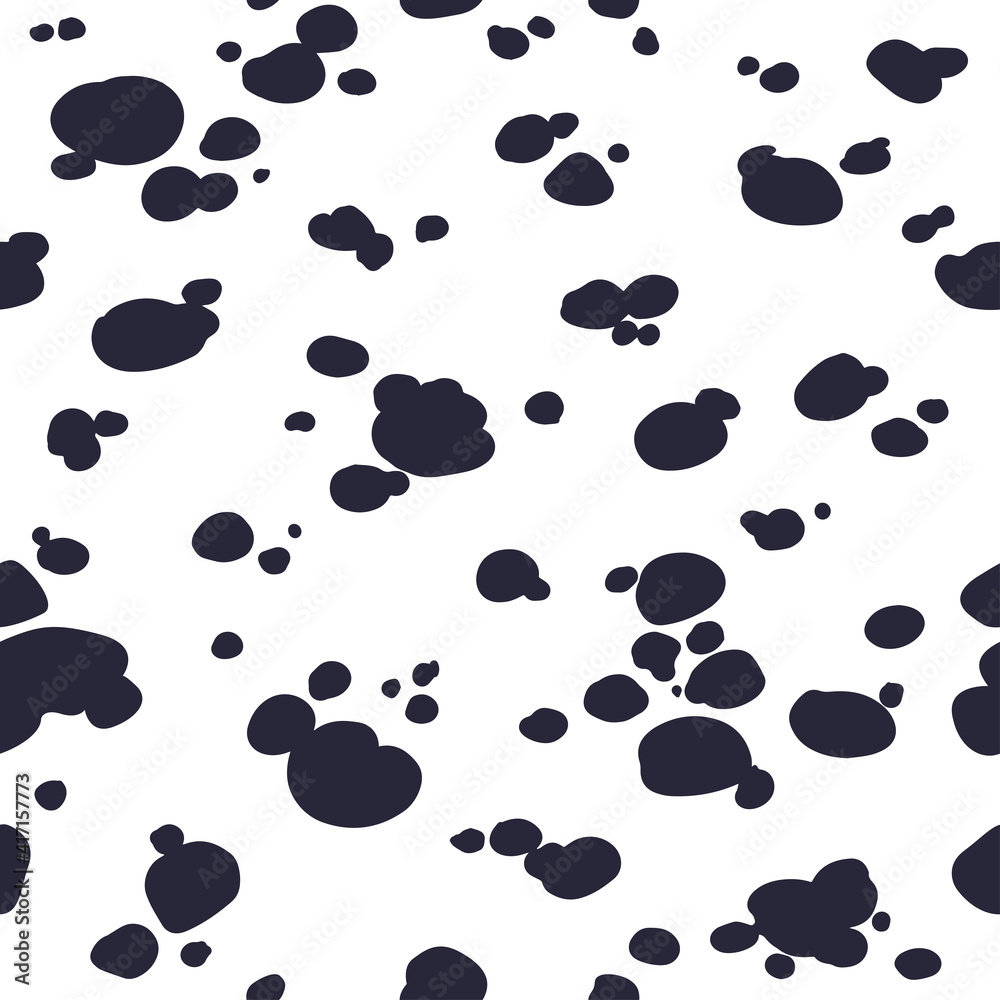 Dalmatians seamless pattern. Hand drawn animal print in black and white ...