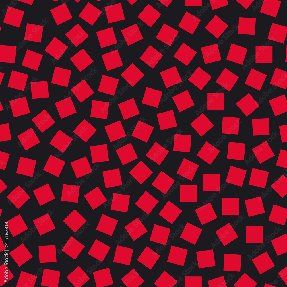 Red geometric square vector shapes seamless repeat pattern with dark ...