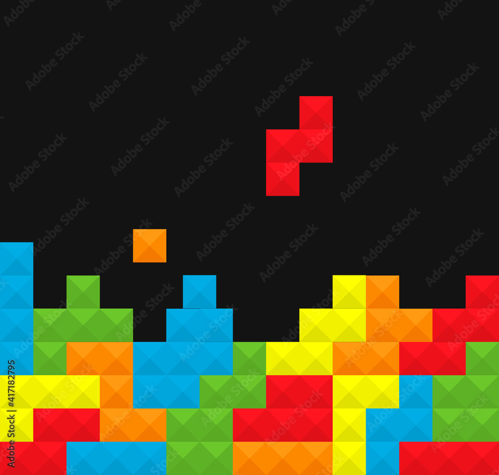 Old video game square template. Brick game pieces. Vector illustration ...