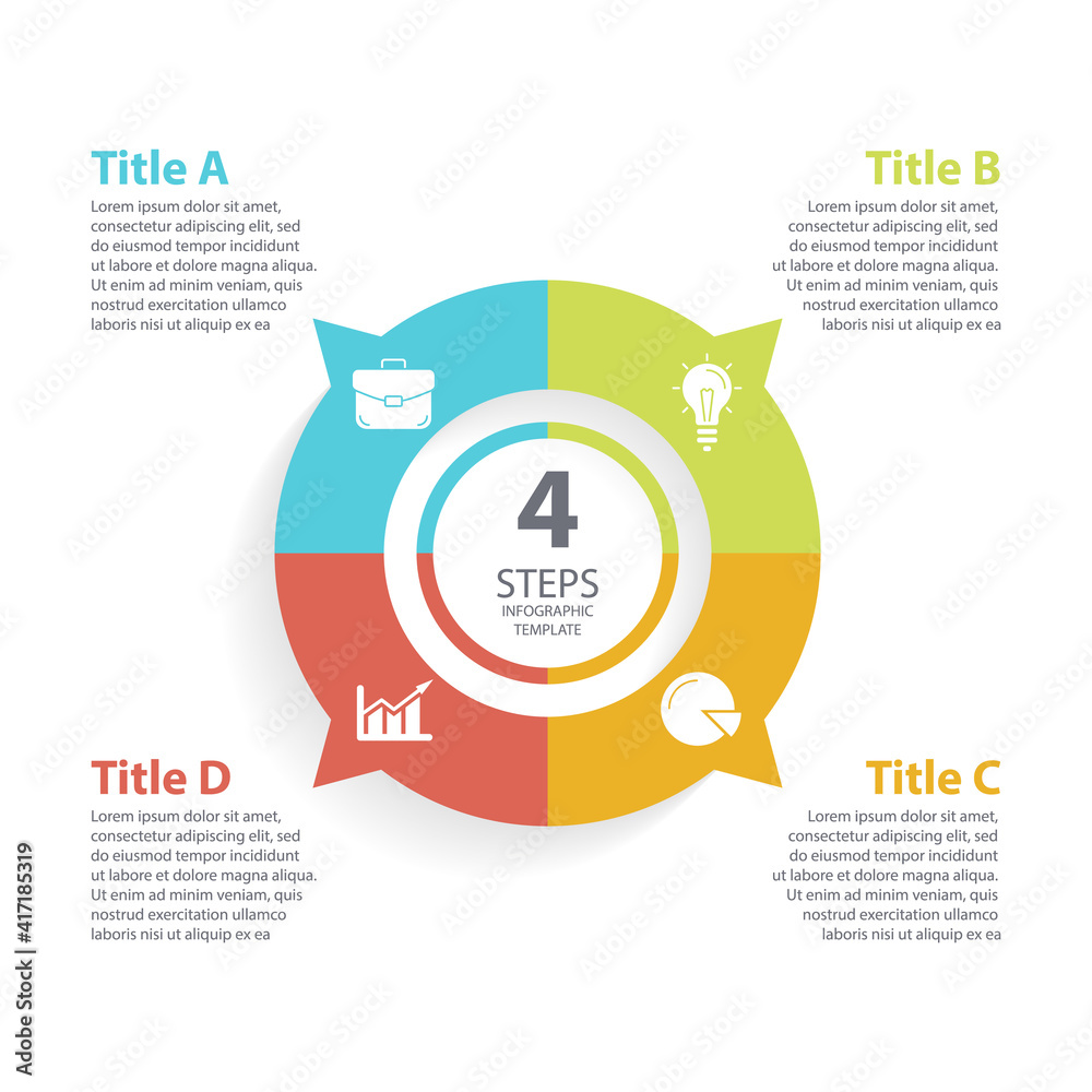 Vector circle chart infographic template for round cycle diagram, graph ...