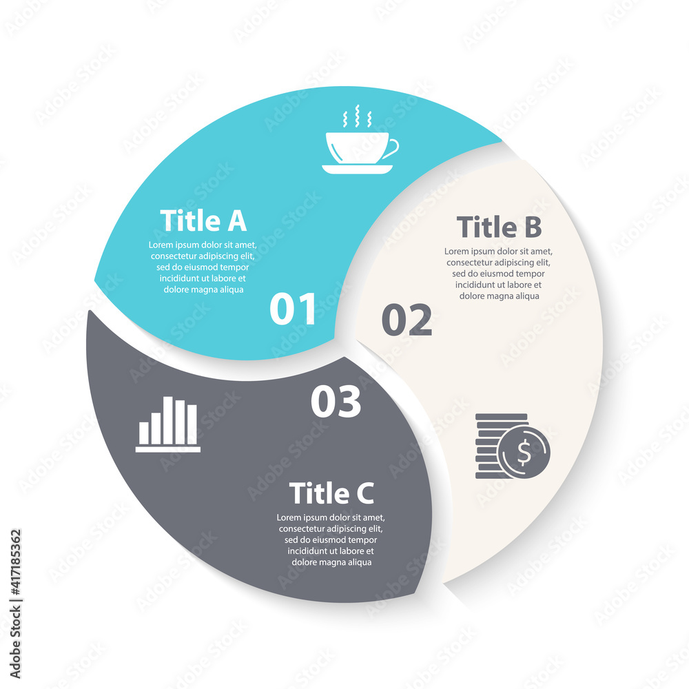Vector circle chart infographic template for round cycle diagram, graph ...