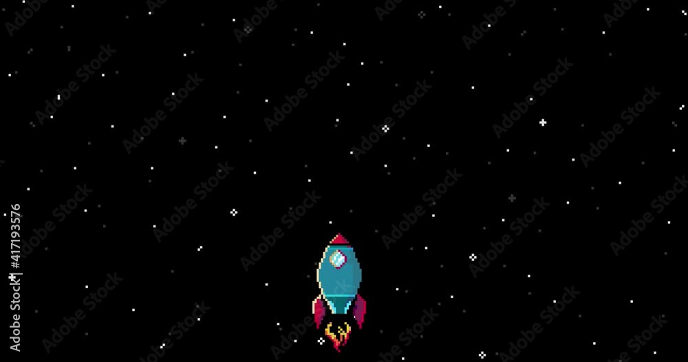 Video Game Animation Concept. Spaceship in open space. Cartoon Motion ...