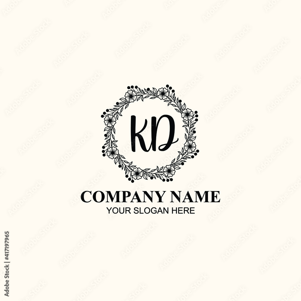 Letter KD Beautiful handwriting logo Stock Vector | Adobe Stock
