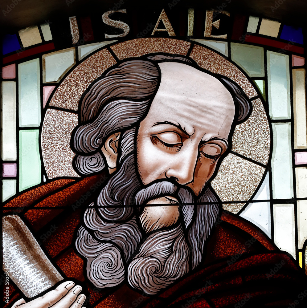 Stained glass window. Isaiah was the 8th-century BC Jewish prophet for ...