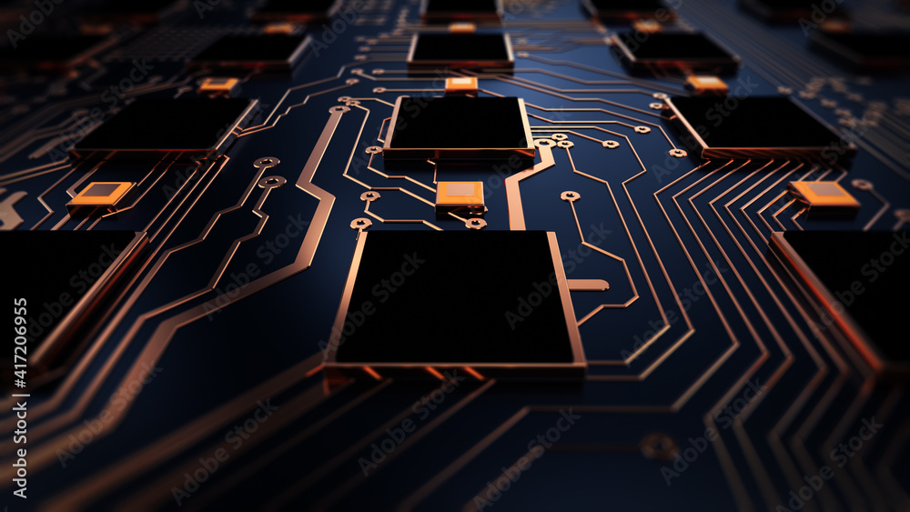 Printed circuit board futuristic server. Abstract circuit board ...