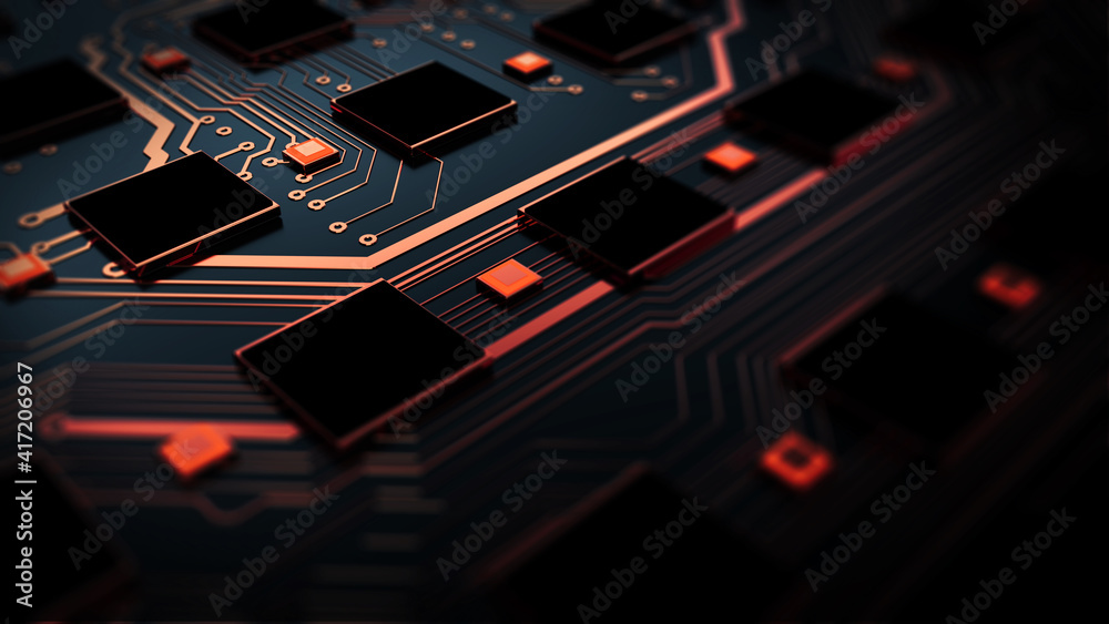 Printed circuit board futuristic server. Abstract circuit board ...