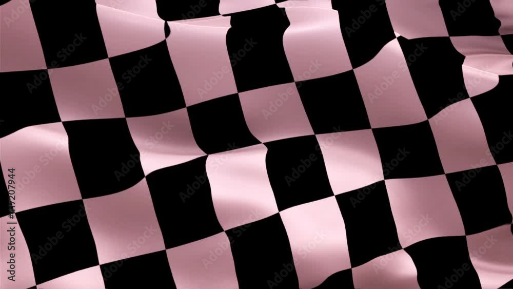 Checkered Pink Black Racing Flag video waving in wind. Formula Racing ...