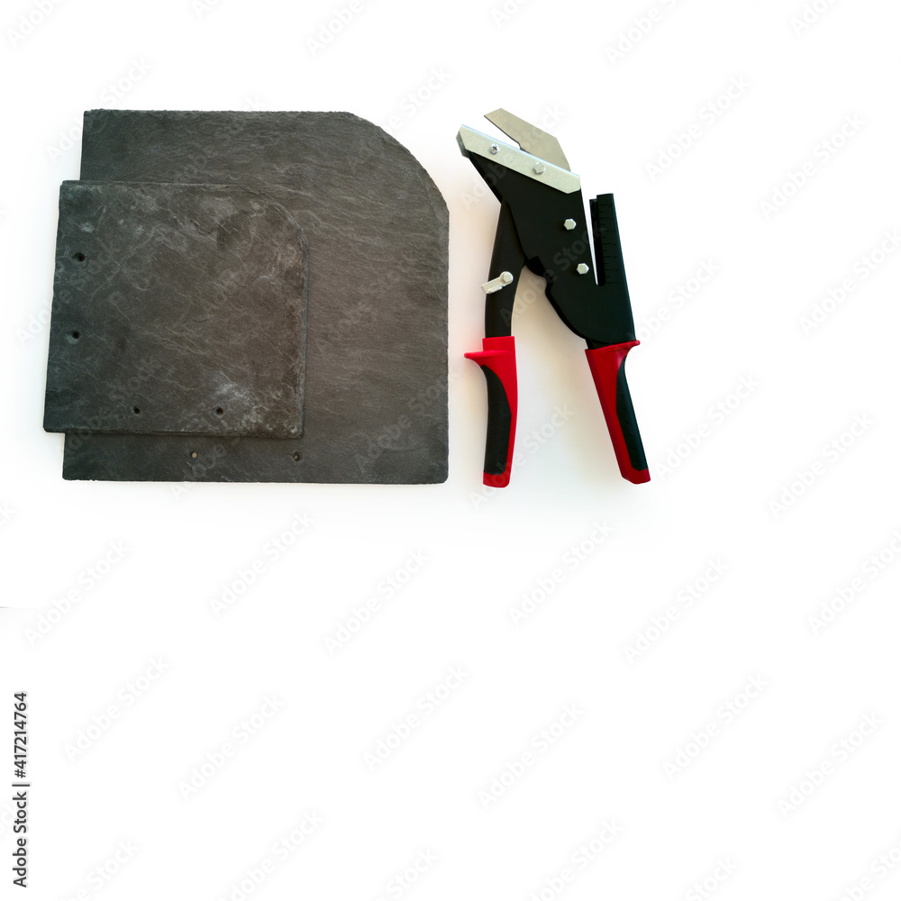 New professional tool,slate cutter,black with red handles,isolated on ...