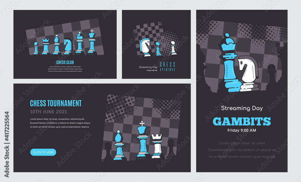 Set of Banner Templates of Different Sizes. Chess Club, Chess ...