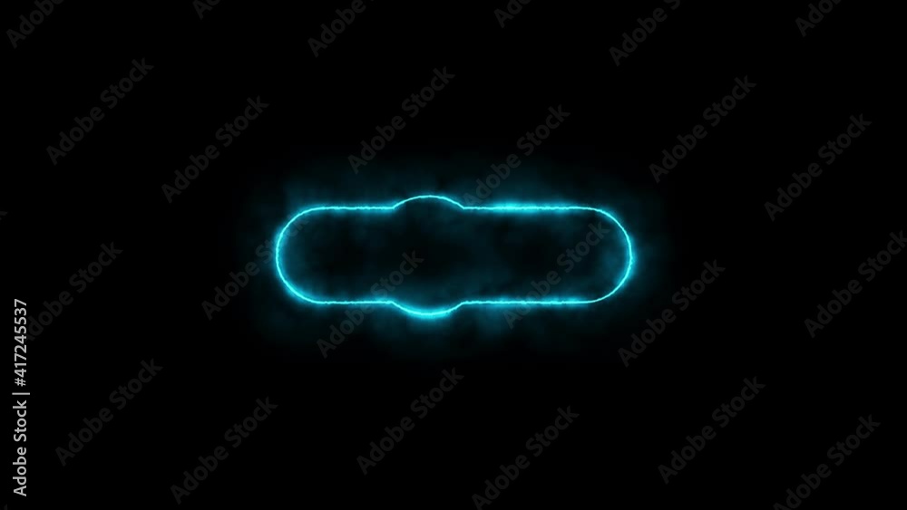 figure with rounded corners icon with dynamic blue neon lines on a ...