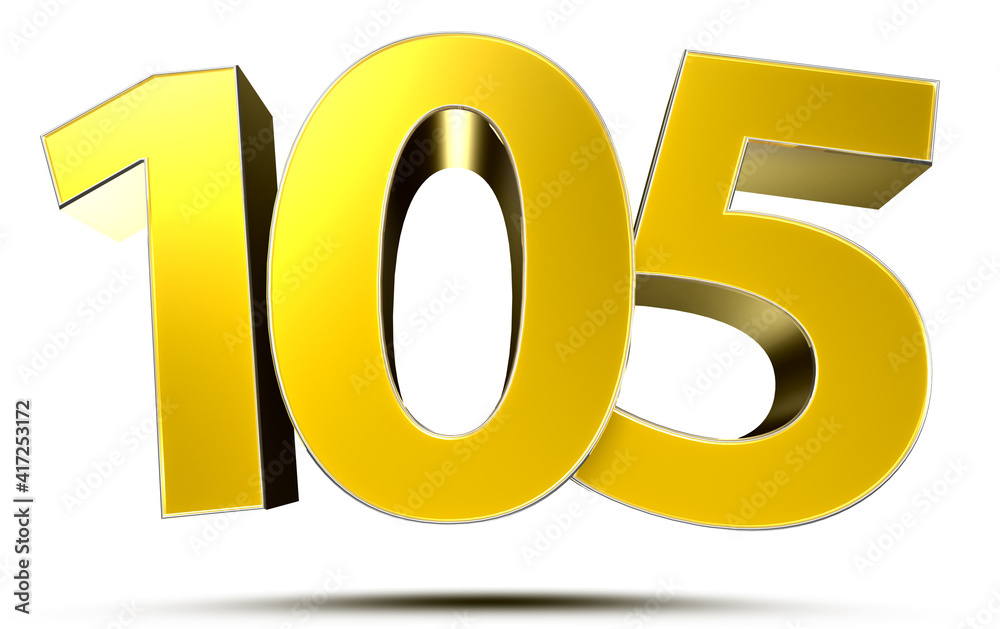 Gold 3d number 105 on white background.With clipping path. Stock ...