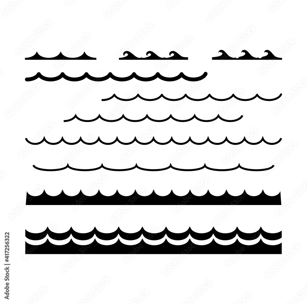 collection of sea levels and waves, design element vector Stock Vector ...