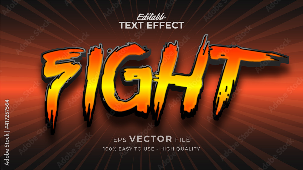 fight game editable text effect Stock Vector | Adobe Stock