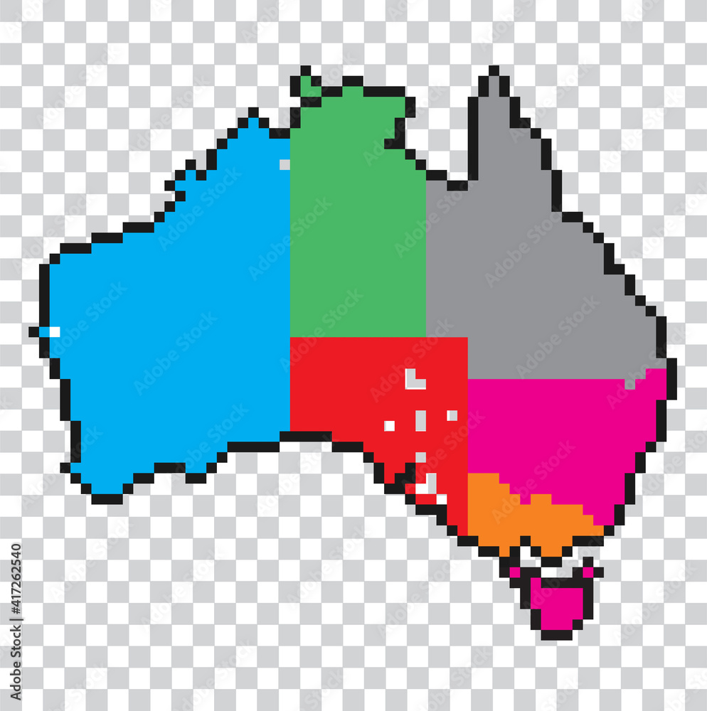 pixel map of the continent of Australia which consists of several parts ...