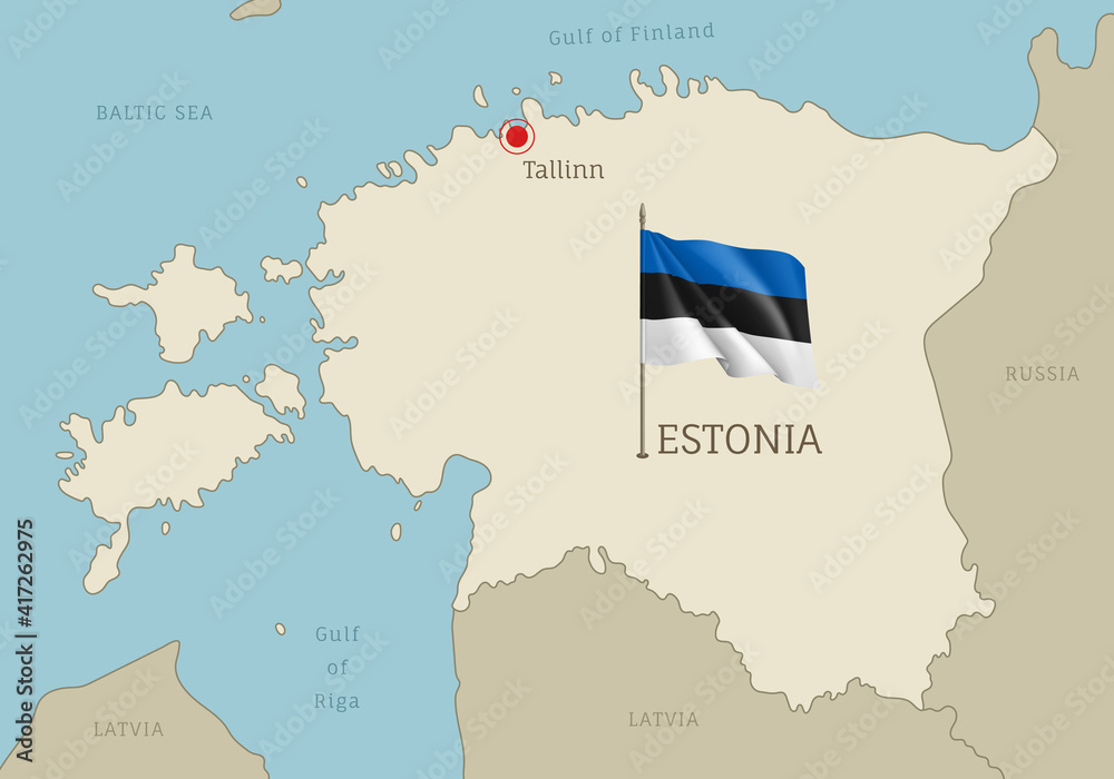 Estonia editable map with territory borders, European country highly ...