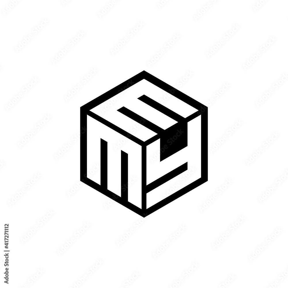 MYM letter logo design with white background in illustrator, cube logo ...