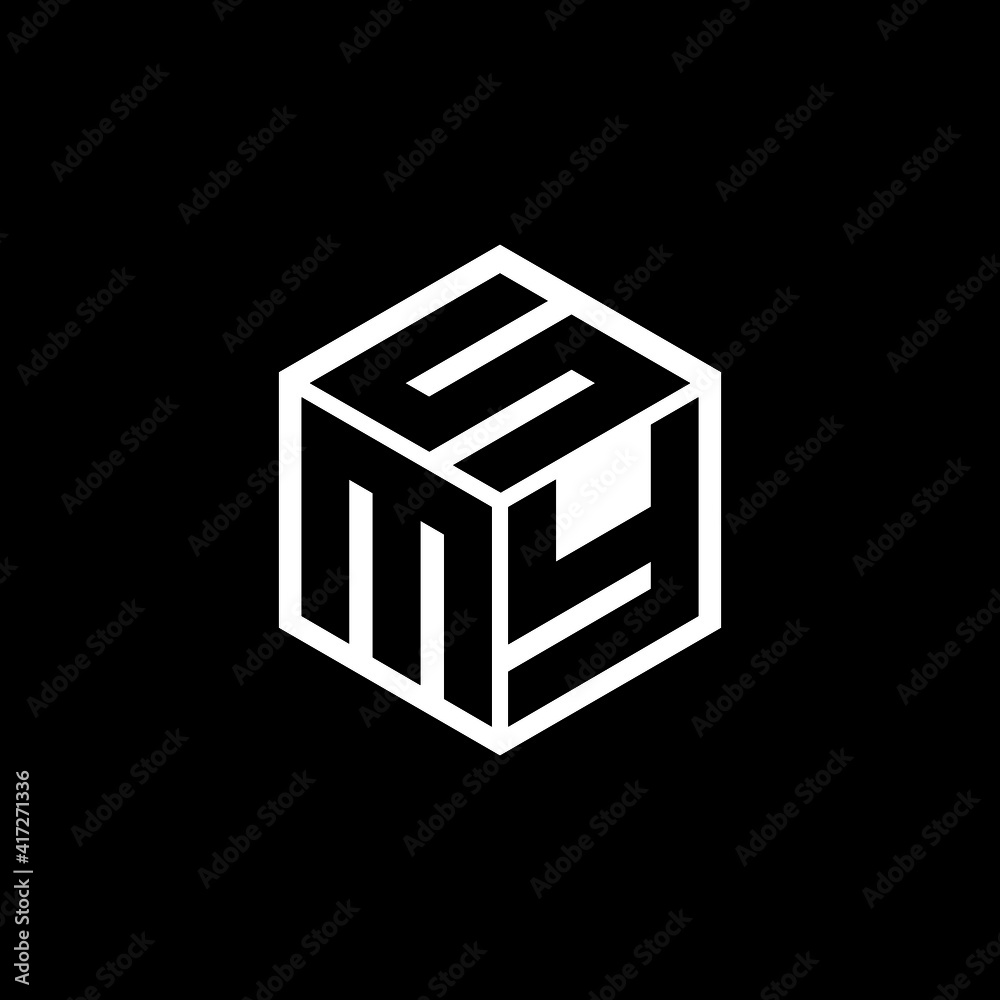 MYS letter logo design with black background in illustrator, cube logo ...
