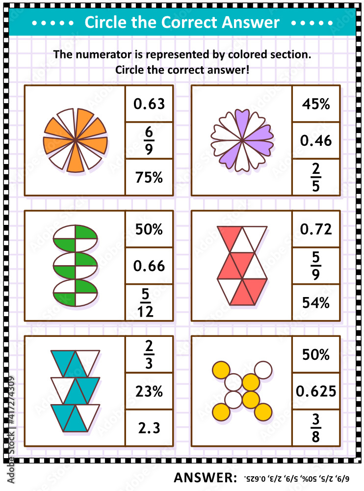 Math skills training visual puzzle or worksheet for schoolchildren and ...