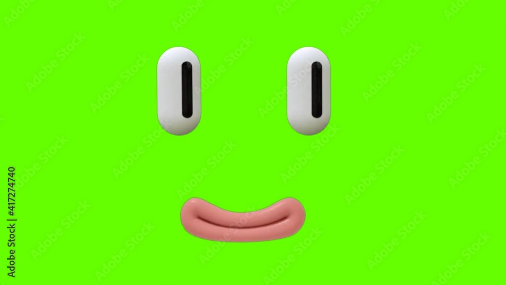 Funny Cartoon Face Reaction with eyes and mouth on green screen ...