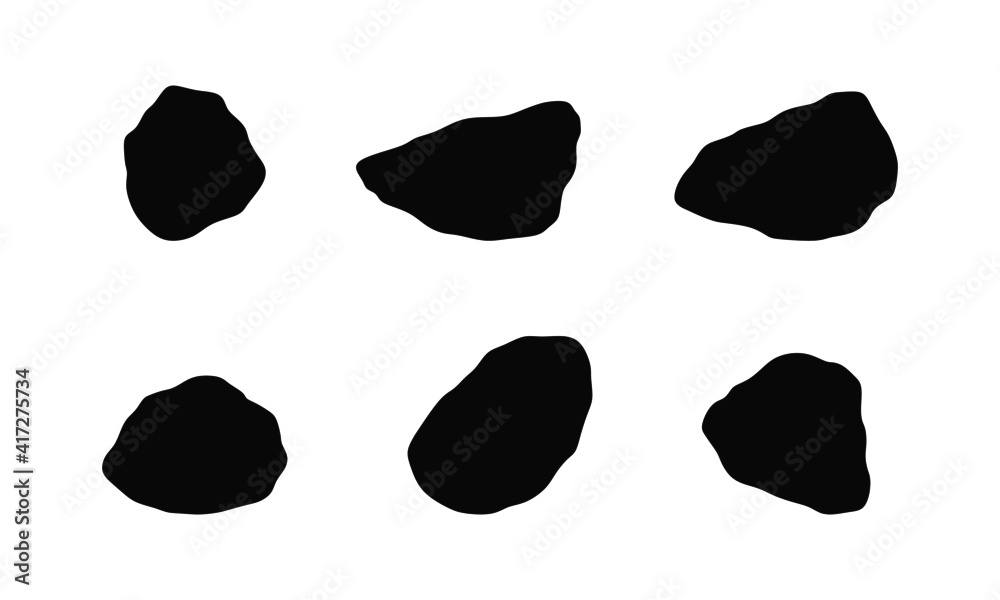 Grey rock specimen set. Stone silhouette. vector de Stock | Adobe Stock