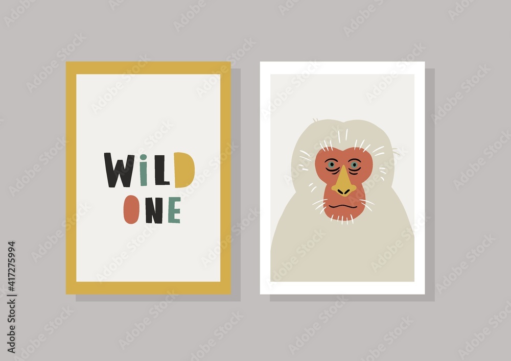 Cute vector primates in flat style. Chimpanzee, Orangutan, Gorilla ...