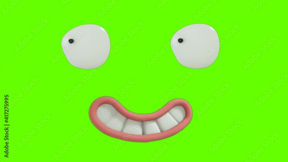 Funny Cartoon Face Reaction with eyes and mouth on green screen ...