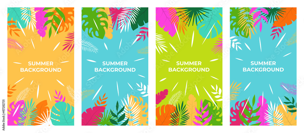 Summer background Vector summer plant design for social media stories ...
