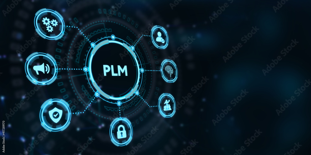 PLM Product lifecycle management system technology concept. Technology ...