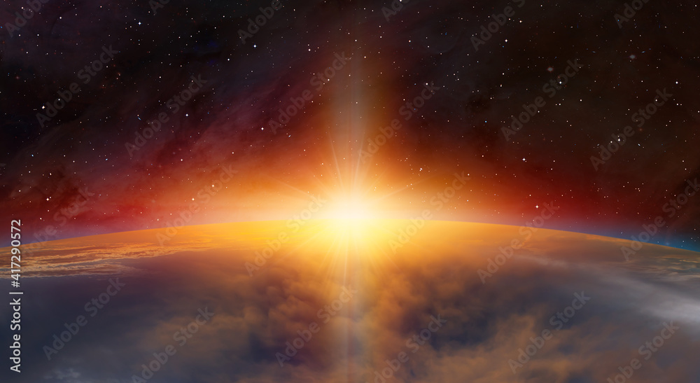 Planet Earth with a spectacular sunset "Elements of this image ...