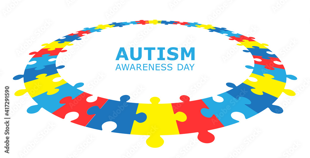 World autism awareness day. Colorful puzzles vector circle background ...