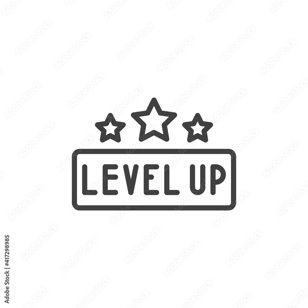 Level up stars line icon. linear style sign for mobile concept and web ...