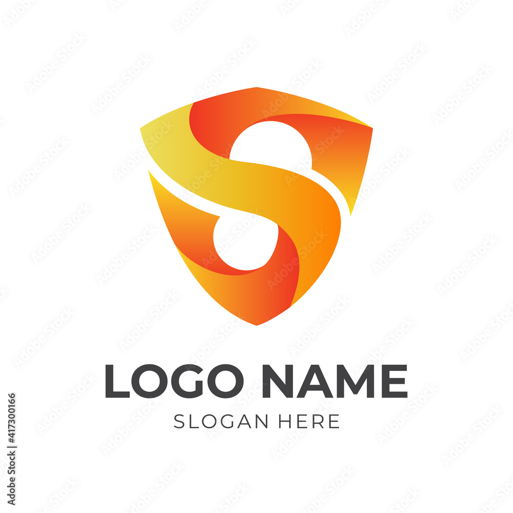 letter S shield logo, letter S and shield, combination logo with 3d ... letter S shield logo, letter S and shield, combination logo with 3d ...