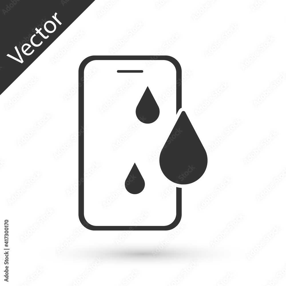 Grey Waterproof mobile phone icon isolated on white background ...