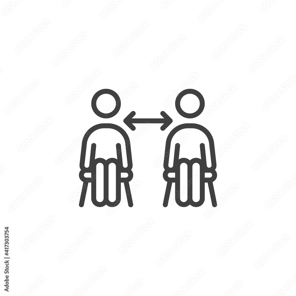 Seats safe distance line icon. linear style sign for mobile concept and ...