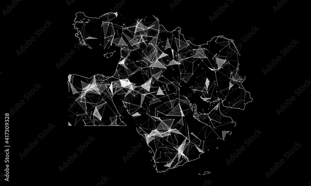 Abstract white plexus network in Middle East Map. Stock Illustration ...