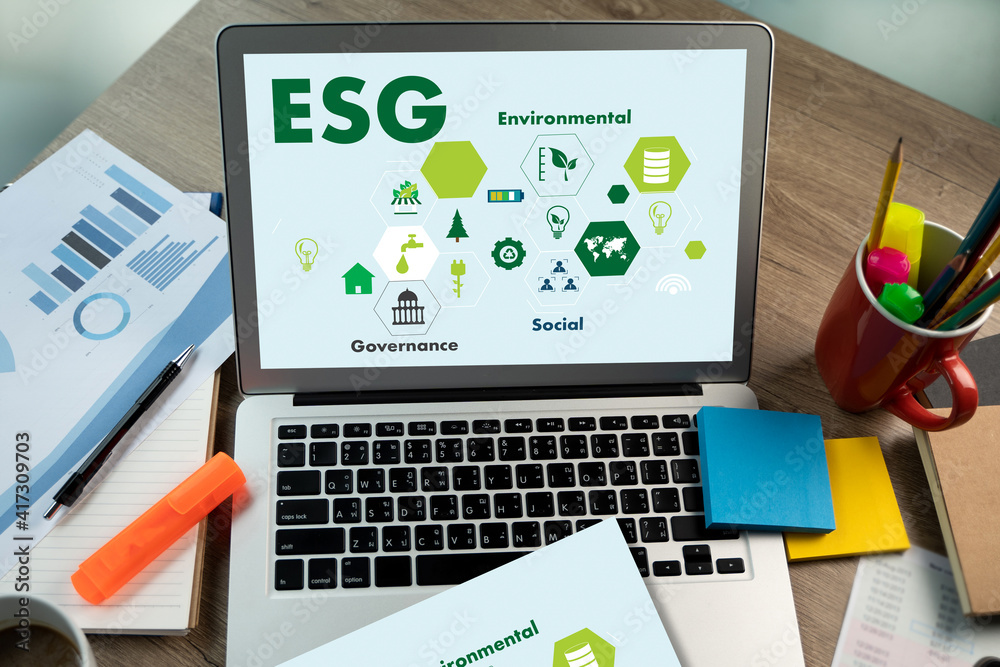 ESG environmental social and governance Sustainable to Businessman ...