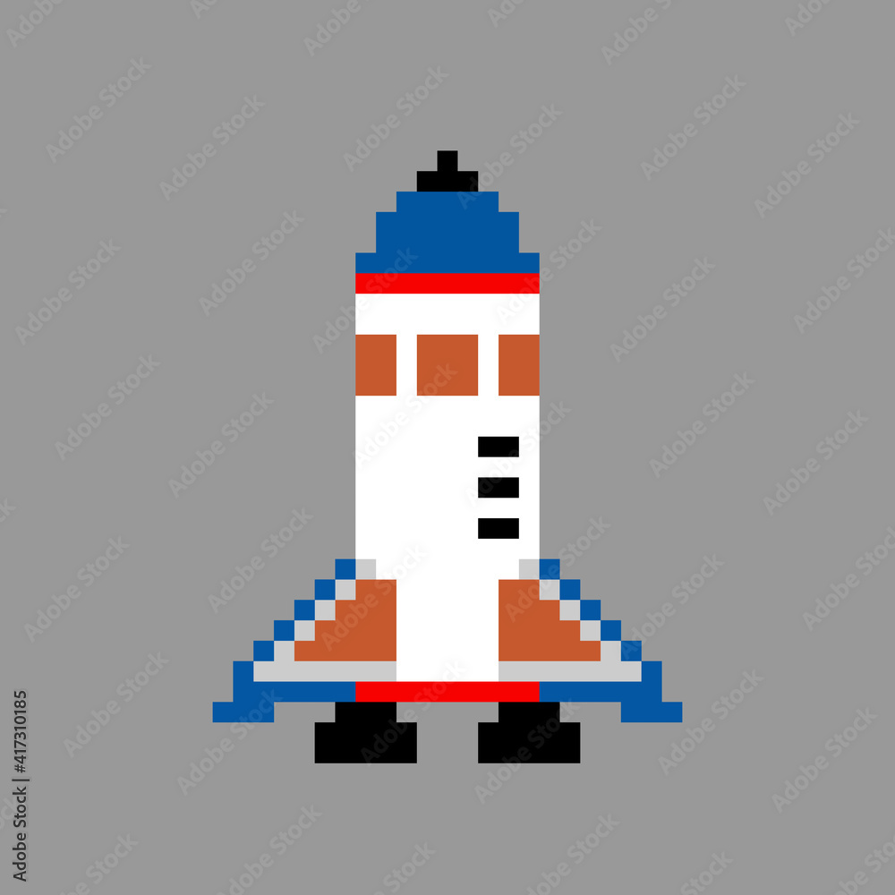 Rocket space ship pattern. Pixel astronaut rocket image. Vector ...