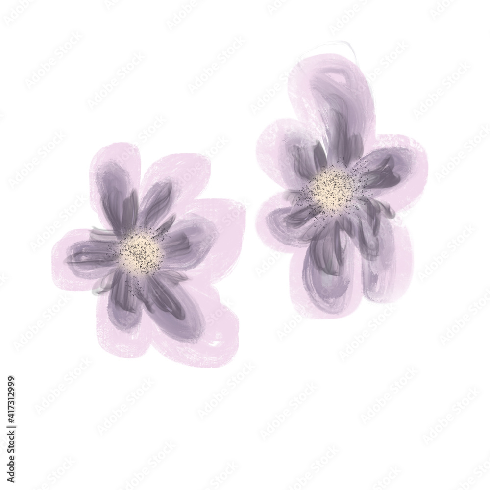 Pink Flowers Background Hand Drawn Illustration Stock Illustration ...