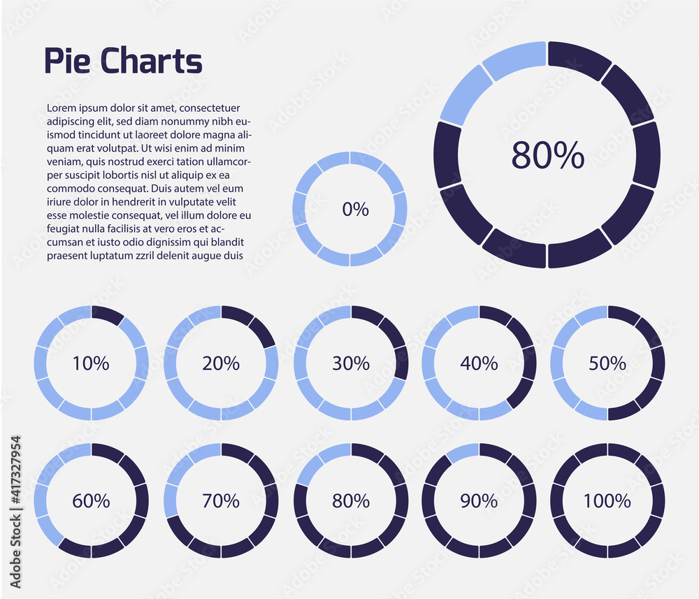 Pie charts - Circular charts, wheel charts, 10% sequence Vector EPS 10 ...