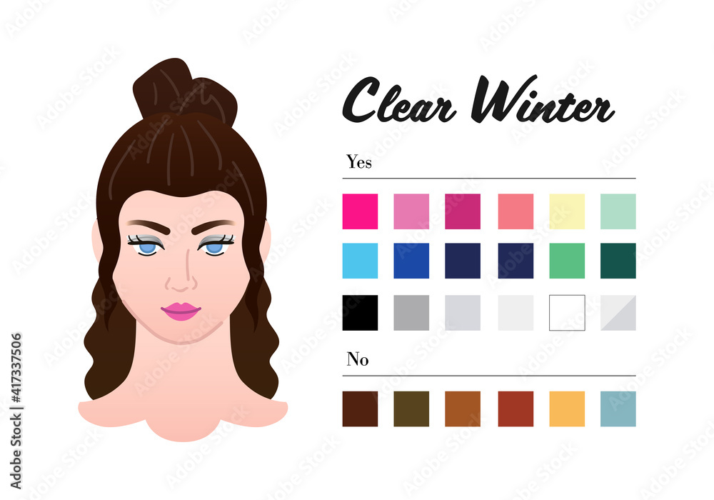 12 seasons Color types for woman - Clear Winter type. Perfect color for ...