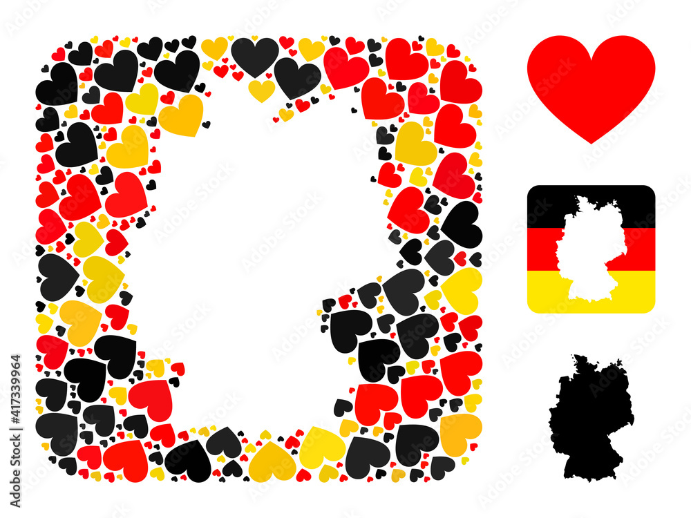 Germany state map stencil mosaic. Stencil rounded square collage ...