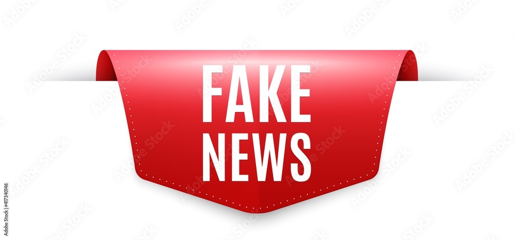 Fake news symbol. Ribbon label tag. Media newspaper sign. Daily ...