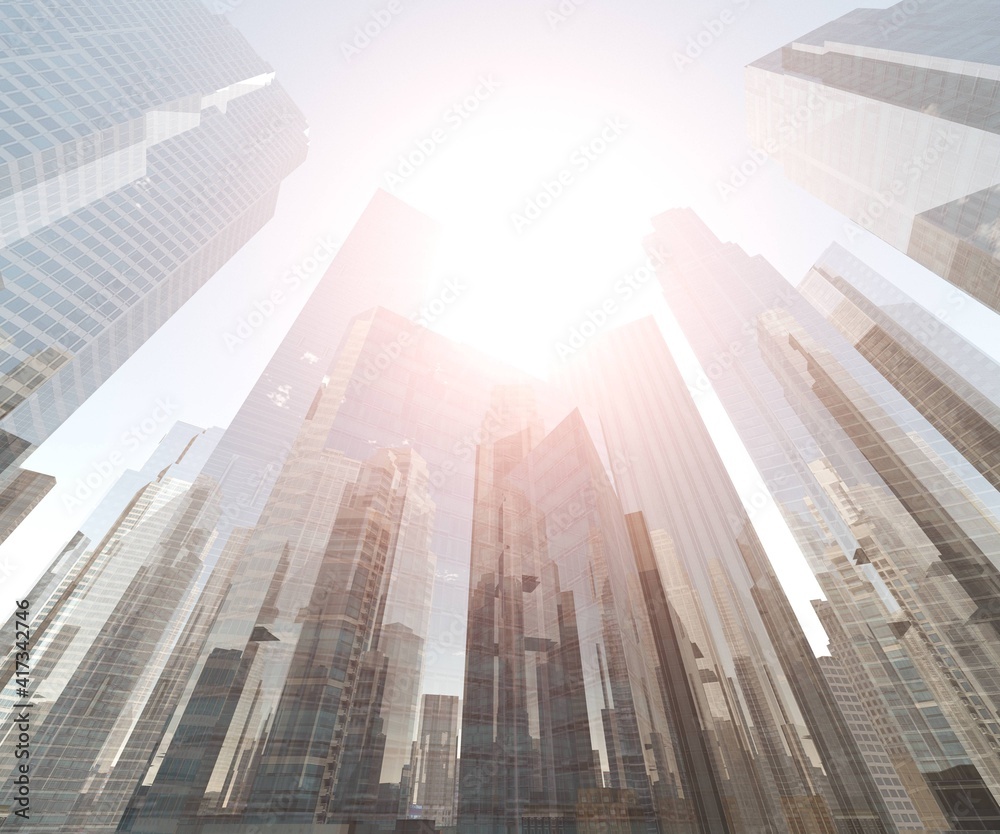 Skyscrapers, high-rise modern buildings, skyscrapers in the rays of the ...